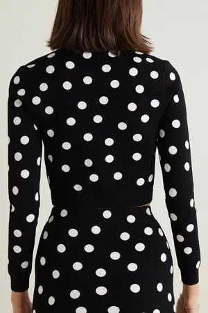 Carolina Herrera Cropped Polka-dot Knit Top