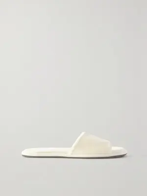 THE ROW Canal Slipper Velvet Slides - Neutrals