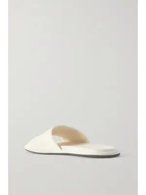 THE ROW Canal Slipper Velvet Slides - Neutrals
