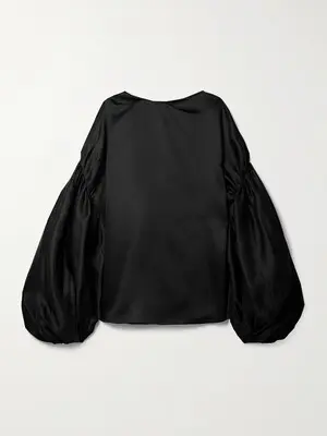 Khaite Quico Oversized Silk Blouse - Black