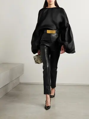Khaite Quico Oversized Silk Blouse - Black