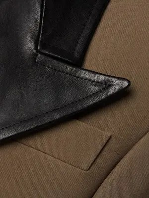 Khaite Jacobson Leather-trimmed Crepe Blazer