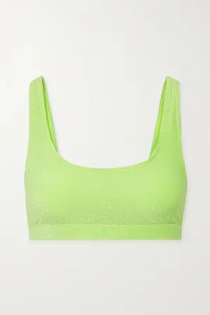 Good American Sparkle Metallic Bikini Top - Green