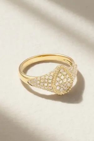 Yvonne Léon 9-karat Diamond Signet Ring - Gold