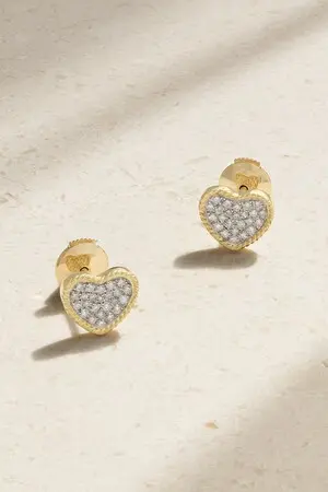 Yvonne Léon 9-karat Diamond Heart Earrings - Gold