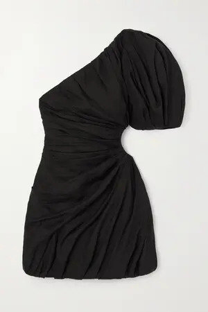 Chloé One-shoulder Cutout Ramie Mini Dress