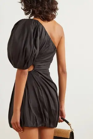 Chloé One-shoulder Cutout Ramie Mini Dress