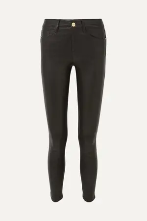 FRAME Le High Skinny Leather Pants - Black