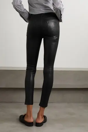FRAME Le High Skinny Leather Pants - Black