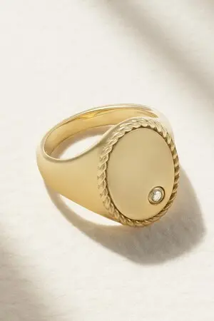 Yvonne Léon 9-karat Diamond Signet Ring - Gold