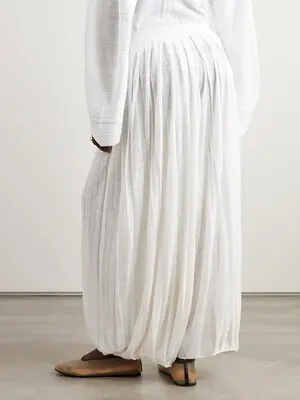 Loro Piana Balloon Pleated Linen Wide Leg Trousers