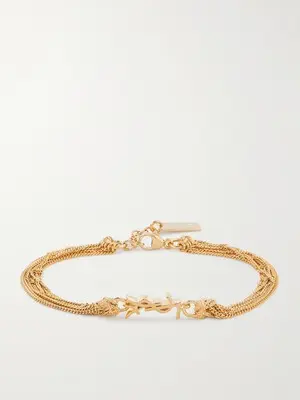 Saint Laurent Tone 'cassandre' Logo Bracelet - Gold