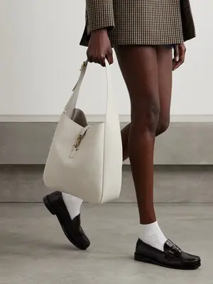 Saint Laurent Le 5 À 7 Supple Large Leather Shoulder Bag - White