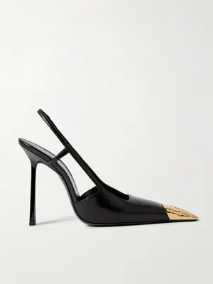 Saint Laurent Jeanne Glossed-leather Slingback Pumps - Black