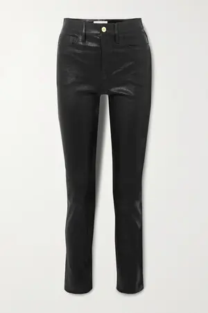 FRAME Le Sylvie High-rise Leather Pants - Black
