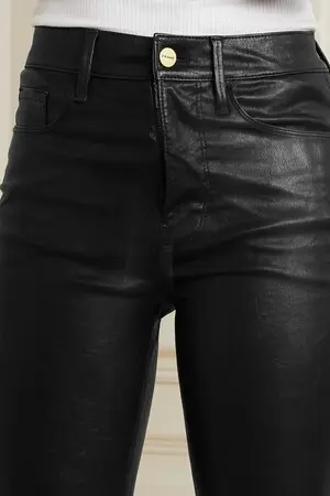 FRAME Le Sylvie High-rise Leather Pants - Black
