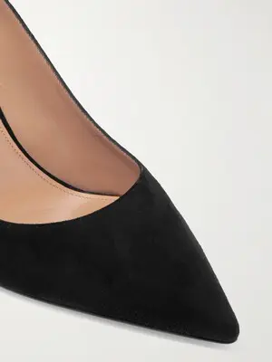 AQUAZZURA Bow Tie 85 Suede Pumps - Black