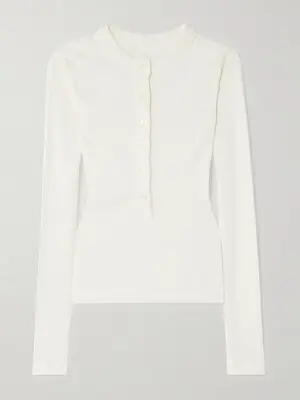 Citizens Of Humanity Varra Ribbed Stretch Henley Top - White