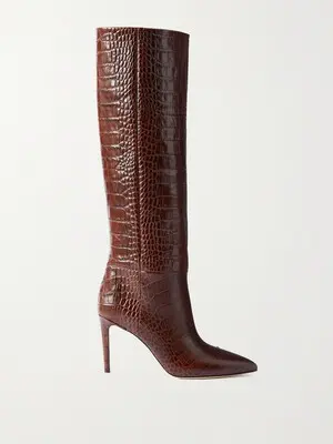 Paris Texas Stiletto 85 Croc-effect Leather Knee Boots