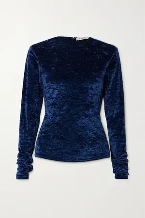 FRAME Crushed Velvet Long-sleeve Top