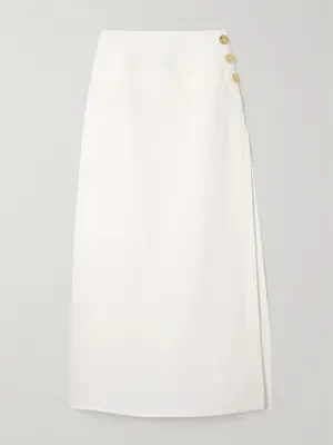 Le Kasha Haifal Linen Midi Skirt - White