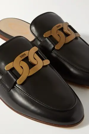 TOD'S Embellished Leather Slippers