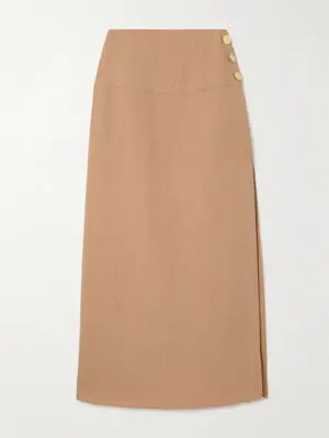 Le Kasha Haifal Linen Midi Skirt - Neutrals