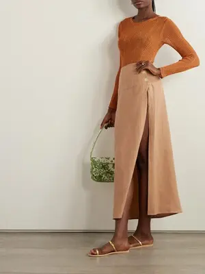 Le Kasha Haifal Linen Midi Skirt - Neutrals