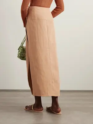 Le Kasha Haifal Linen Midi Skirt - Neutrals
