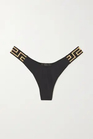 Versace Vita Jacquard-trimmed Bikini Briefs - Black