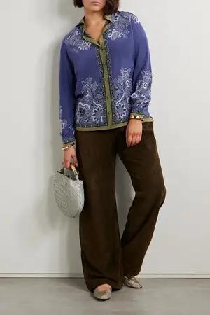 Etro Floral-print Silk-crepe Shirt