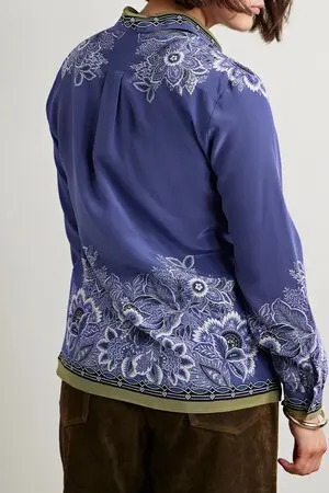 Etro Floral-print Silk-crepe Shirt