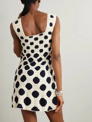 Escvdo Azucena Polka-dot Crocheted Mini Dress