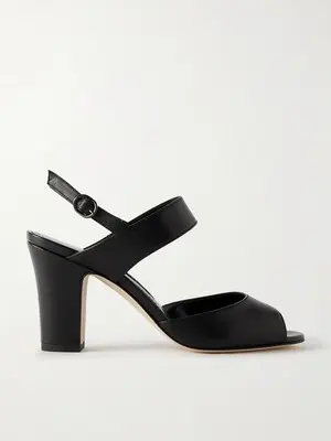 Manolo Blahnik Khiko 90 Leather Slingback Sandals - Black