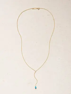 JENNIFER MEYER 18-karat Turquoise And Diamond Lariat Necklace - Gold