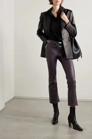 FRAME Le Crop Mini Leather Bootcut Pants