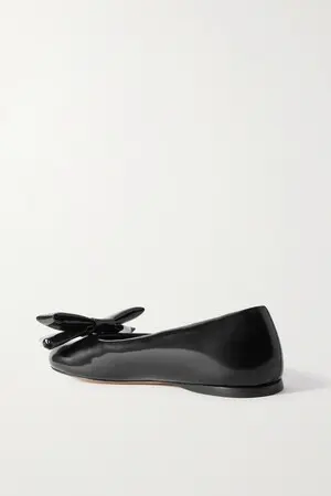 Loewe Puffy Bow-detailed Glossed-leather Ballet Flats