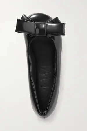 Loewe Puffy Bow-detailed Glossed-leather Ballet Flats