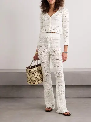 LoveShackFancy Fosta Crocheted Flared Pants