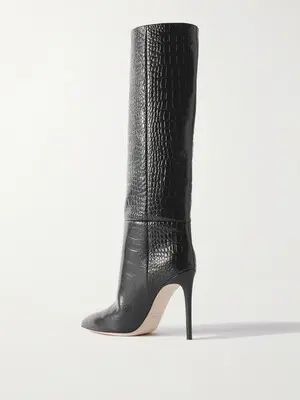 Paris Texas Croc-effect Leather Knee Boots