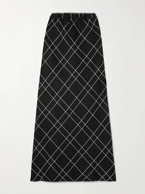 Faithfull The Brand Checked Organic Linen Maxi Skirt