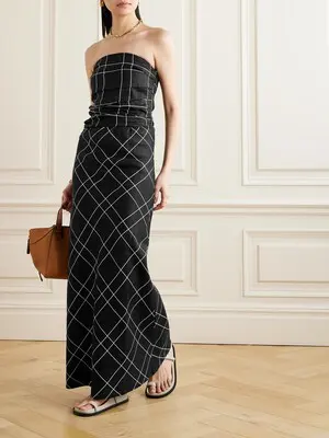 Faithfull The Brand Checked Organic Linen Maxi Skirt