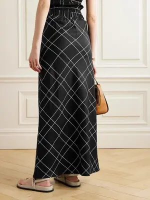 Faithfull The Brand Checked Organic Linen Maxi Skirt