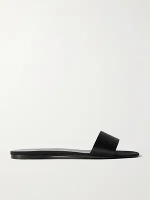 THE ROW Combo Satin Slides - Black