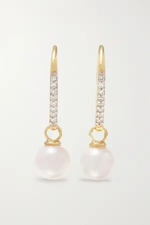 Mateo 14-karat Pearl And Diamond Drop Earrings - Gold
