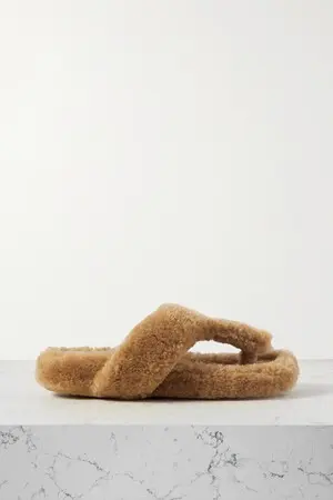 Loewe Shearling Sandals - Neutrals