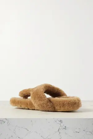 Loewe Shearling Sandals - Neutrals