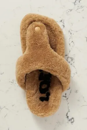 Loewe Shearling Sandals - Neutrals