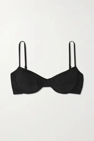 Fisch Net Sustain Italia Pleated Underwired Bikini Top - Black