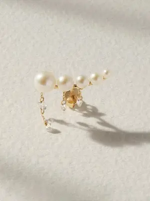 PERSEE Aphrodite 18-karat Pearl And Diamond Single Earring - Gold